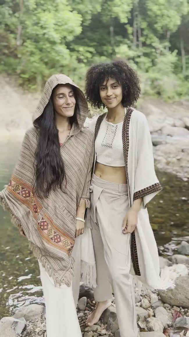 BUNTU Beige Womens Kimono Robe Handmade Tribal African – AJJAYA